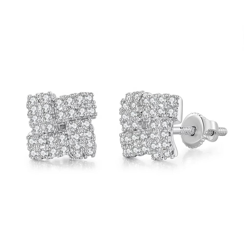 Icy Square Earrings | 8MM – DollsDream Jewelry
